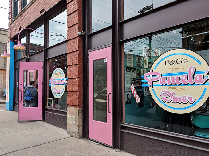 The iconic blue awning of Pamela's Strip District location beckons hungry Pittsburghers like a breakfast lighthouse in a sea of morning hunger.