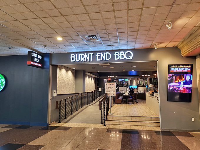 The entrance to barbecue nirvana. That line of people isn't just decoration &ndash; they're smart Missourians who understand that good things come to those who wait.