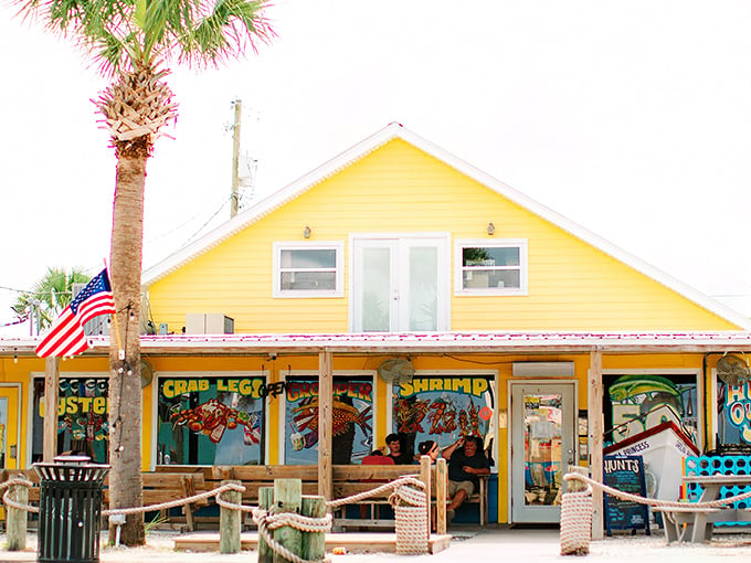 The sunshine-yellow exterior of Hunt's isn't just a building&mdash;it's a beacon of seafood salvation calling to hungry souls along Florida's Gulf Coast.