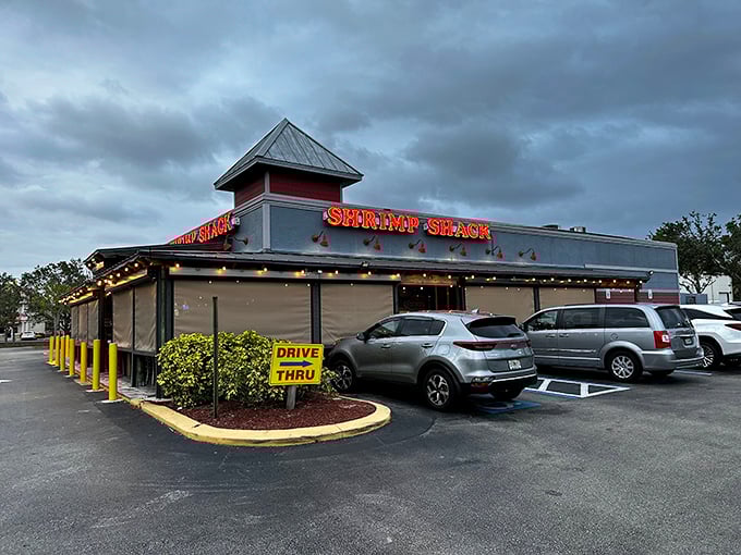 The unassuming exterior of Shrimp Shack hides culinary treasures within, proving once again that in Florida, the best seafood often comes with the least pretension.