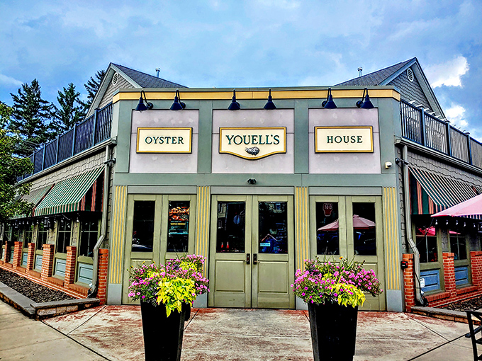 The cheerful yellow exterior of Youell's Oyster House stands like a beacon of seafood hope in landlocked Allentown. Those flower planters aren't just pretty&mdash;they're a promise of good things to come.