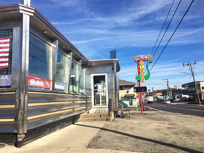 The quintessential American diner dream&mdash;gleaming stainless steel exterior catching Pennsylvania sunlight like it's auditioning for a Springsteen album cover.