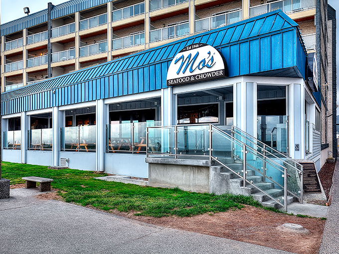 The blue-roofed beacon of seafood salvation sits perfectly positioned on Seaside's promenade, where ocean views come standard with every meal.