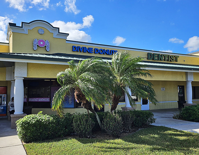 The cheerful yellow facade of Divine Donuts stands out like a sugary beacon in Fort Myers, promising sweet salvation for donut enthusiasts.