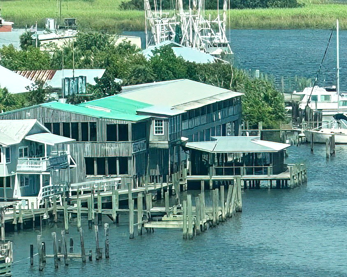 Weathered wooden structures perched over calm waters tell Apalachicola's story better than any brochure – a working waterfront where authenticity isn't manufactured.