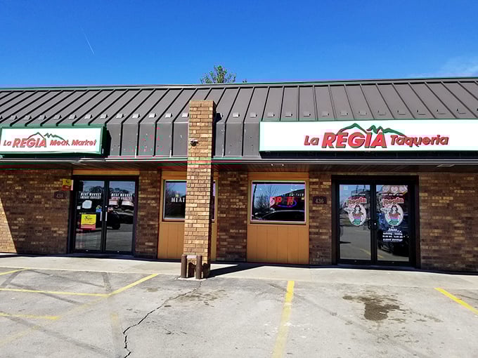The unassuming storefront hides culinary treasures within. Like finding a diamond in Iowa's cornfields, La Regia's modest exterior belies the flavor explosion waiting inside.
