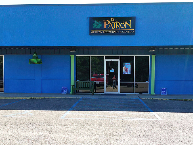 The unassuming storefront that launches a thousand cravings. El Patron's exterior promises authentic Mexican flavors hiding in plain sight on the Mississippi Gulf Coast.