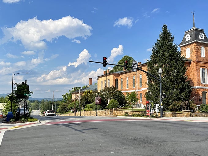 Main Street Brevard stretches before you like a welcoming committee, with the Blue Ridge Mountains playing backdrop like they're auditioning for a postcard. 