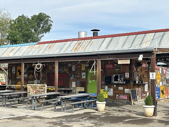 This isn't a movie set for a Western&mdash;it's lunch! Jalape&ntilde;o Buck's tin-roofed charm promises smoky treasures within those weathered wooden walls.