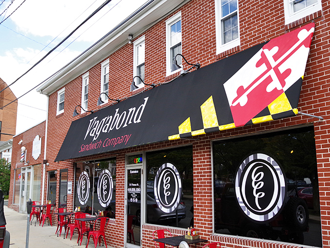 The Maryland flag-adorned awning isn't just patriotic flair&mdash;it's your first clue that local pride and serious sandwich craftsmanship await inside.