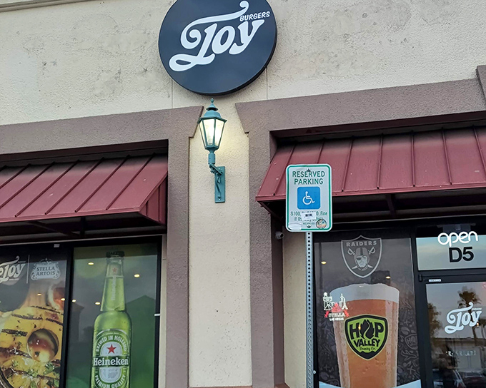 The unassuming storefront of Joy Burgers proves once again that culinary treasures often hide in plain sight, away from the neon-drenched Strip.