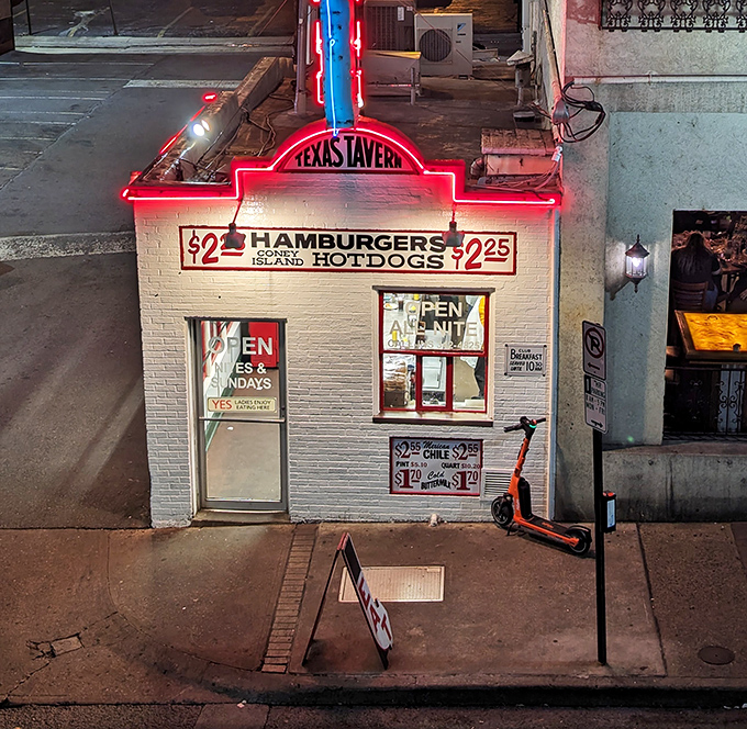 The white brick fa&ccedil;ade of Texas Tavern stands like a time capsule in downtown Roanoke, its vintage signage promising simple pleasures that never go out of style.