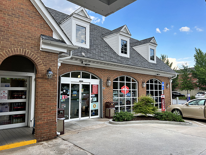 Hiding in plain sight! This unassuming Chevron gas station in Dunwoody houses one of Georgia's most celebrated burger joints, proving great food doesn't need fancy digs.