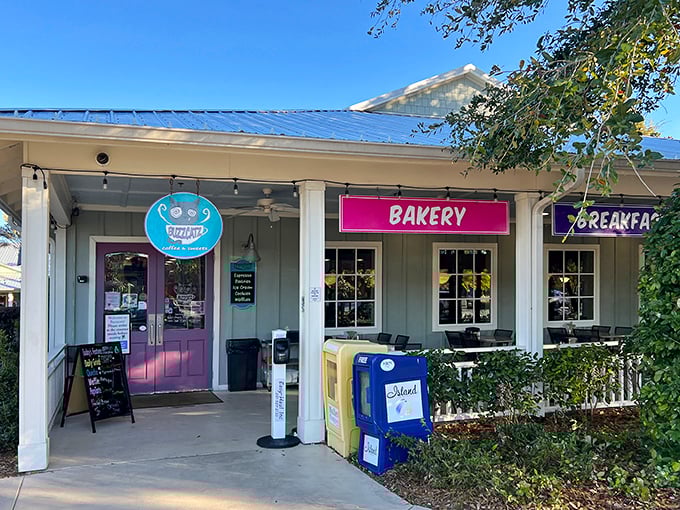 The unassuming exterior of BuzzCatz with its cheerful purple door promises culinary treasures within. Like finding a diamond in a beach town&mdash;this place delivers.