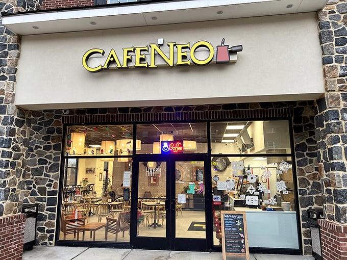 Cafeneo's stone-and-brick exterior isn't just another pretty facade&mdash;it's the gateway to cheesecake nirvana in Newark's bustling college district.