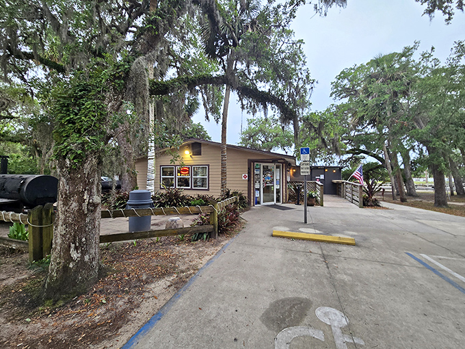 Tucked beneath Spanish moss-draped oaks, this unassuming BBQ haven proves that culinary greatness often hides in plain sight.