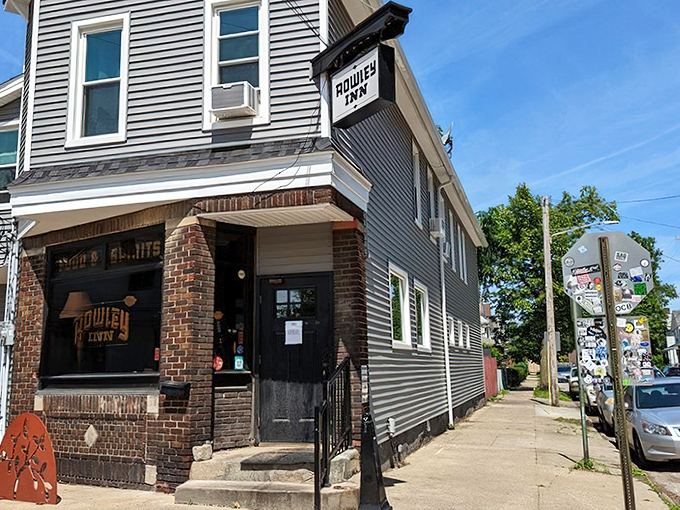 The unassuming exterior of The Rowley Inn stands like a time capsule in Cleveland's Tremont neighborhood, quietly promising culinary treasures within.