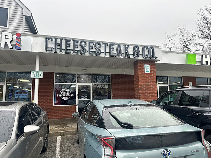 The unassuming storefront in a humble strip mall houses cheesesteak greatness, proving that culinary treasures don't always come with fancy facades.