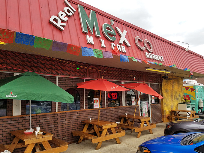 The colorful papel picado banners fluttering above Real Mexico's entrance aren't just decoration&mdash;they're a promise of the authentic flavors waiting inside.