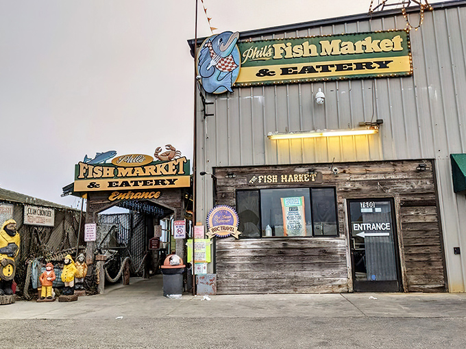 The unassuming exterior of Phil's Fish Market is like finding a treasure map in your junk drawer&mdash;unremarkable until you realize what it leads to.