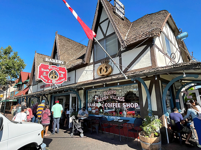 The storybook fa&ccedil;ade of Olsen's Danish Village Bakery beckons like a portal to Copenhagen, complete with thatched roof and that unmistakable aroma of butter and sugar.