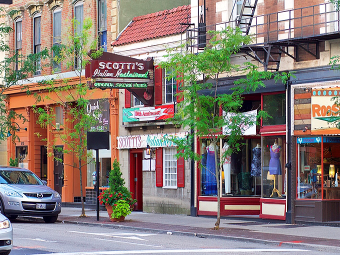 The iconic neon sign glows like a beacon for pasta pilgrims. Scotti's storefront has been stopping Cincinnati pedestrians in their tracks for generations. 