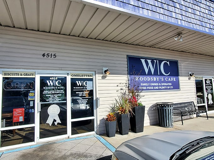 The unassuming exterior of Woodsby's Cafe might not stop traffic, but that packed parking lot tells the real story. Florida's breakfast devotees know where to find the good stuff.