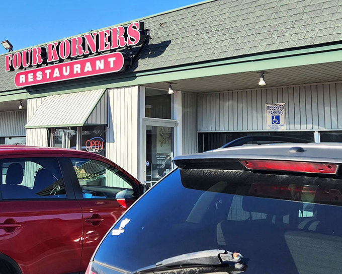 The humble green-roofed exterior of Four Korners Restaurant doesn't scream for attention, but locals know this unassuming spot hides culinary treasures worth discovering.