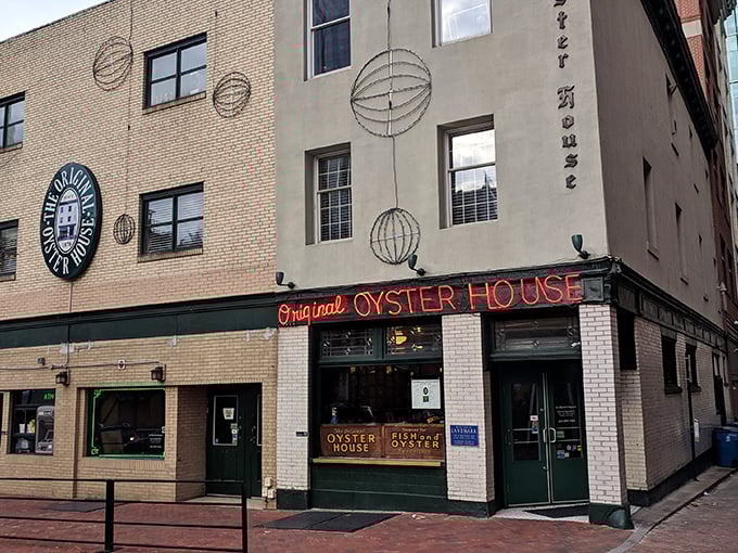 The iconic neon glow of Pittsburgh's Original Oyster House beckons seafood lovers like a lighthouse for the hungry. A true Market Square landmark.