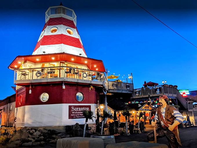 The lighthouse at Cooper's isn't guiding ships&mdash;it's beckoning hungry travelers to a seafood oasis in landlocked Scranton. Maritime magic awaits!