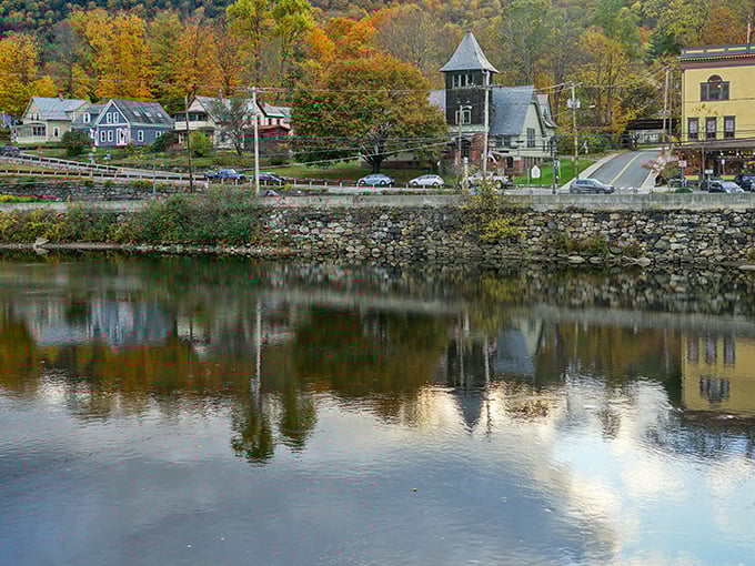 Mirror, mirror on the river&mdash;Shelburne Falls creates perfect reflections that make you wonder which side is more beautiful.