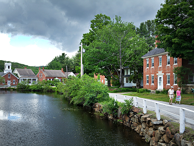 Storybook perfection isn't Photoshopped here&mdash;Harrisville's historic buildings embrace the millpond like old friends catching up after a long winter.
