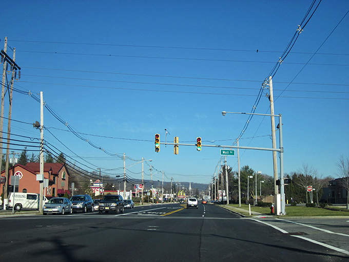 Main thoroughfares in Hackettstown offer that perfect small-town feel with modern conveniences. Blue skies frame the landscape where chocolate-scented air occasionally wafts through open car windows.