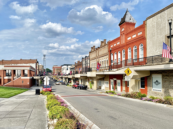 Morristown's downtown skyline showcases its unique overhead walkway system, where history and modern convenience blend like a perfectly mixed Tennessee cocktail.
