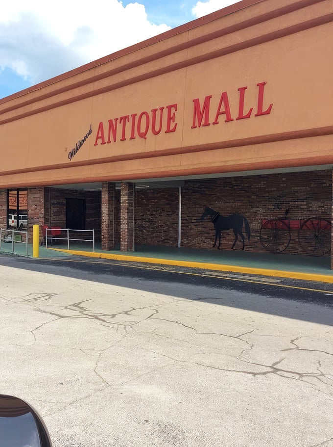 The unassuming exterior of Wildwood Antique Mall hides a treasure trove within—like finding a rare coin in your grandmother's cookie jar.