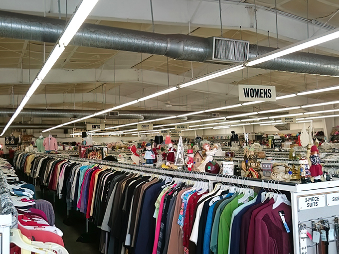 The unassuming exterior of Red White & Blue Thrift Store in Gladstone hides a universe of treasures within. Like a patriotic portal to bargain heaven.