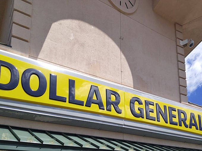 That iconic yellow sign promises budget-friendly treasures inside, like a beacon of affordability in these inflation-heavy times.