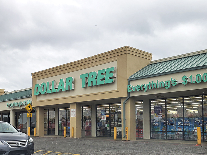The iconic green signage beckons bargain hunters like a beacon of thrifty hope. Inside this unassuming storefront, a wonderland of deals awaits.