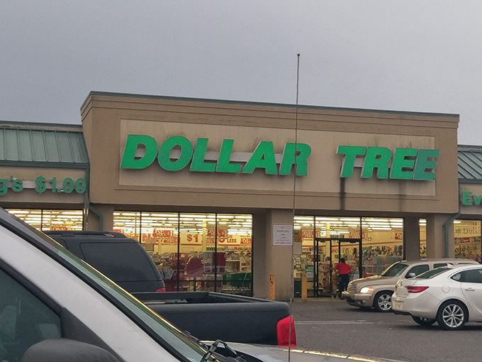 The iconic green signage beckons bargain hunters like a beacon of thrifty hope. Inside this unassuming storefront, a wonderland of deals awaits.