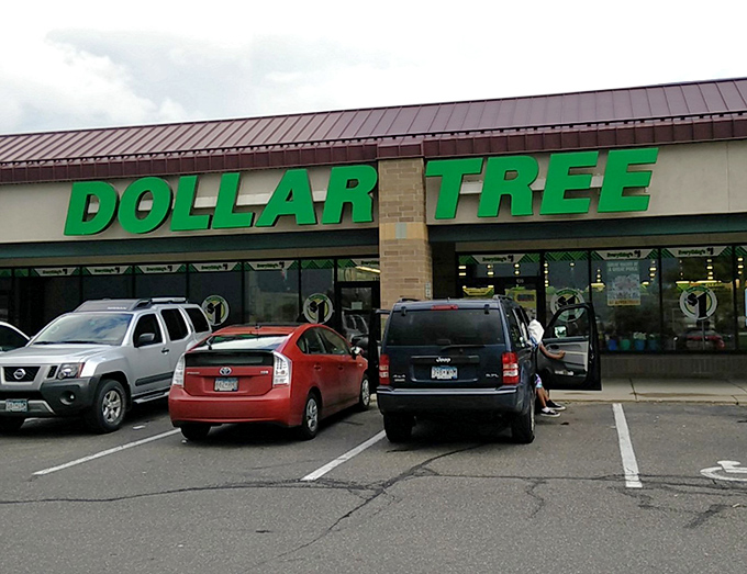 The iconic green signage beckons bargain hunters like a retail lighthouse. Dollar Tree's promise of affordable treasures shines bright against Minnesota's often-gray skies.