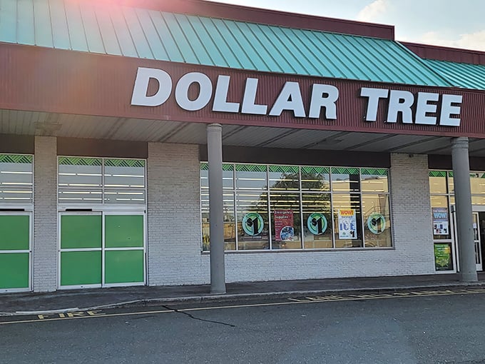 The iconic red and teal facade of Dollar Tree in Fairview stands as a monument to affordability in an increasingly expensive world.