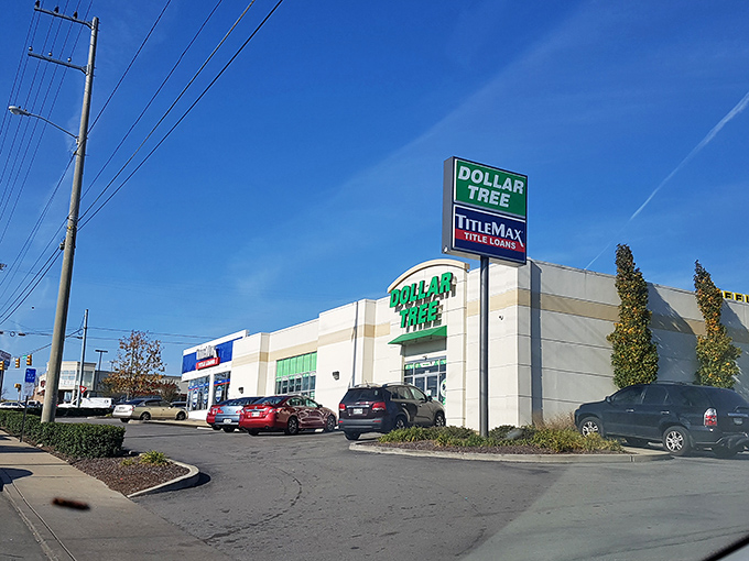 The iconic green and white signage beckons bargain hunters like a retail lighthouse on Charlotte Pike. No fancy frills, just pure shopping potential waiting inside.