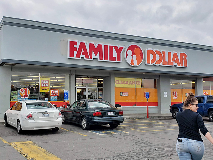 The iconic red Family Dollar sign beckons bargain hunters like a lighthouse for the budget-conscious shopper in South Salt Lake.