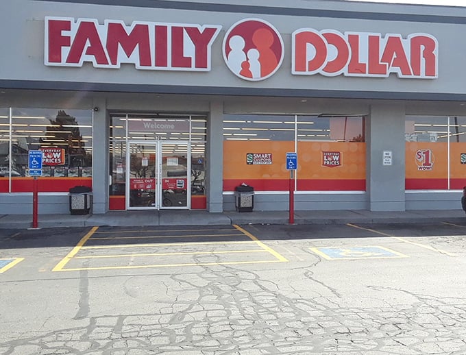 The iconic red Family Dollar sign beckons bargain hunters like a lighthouse for the budget-conscious shopper in South Salt Lake.