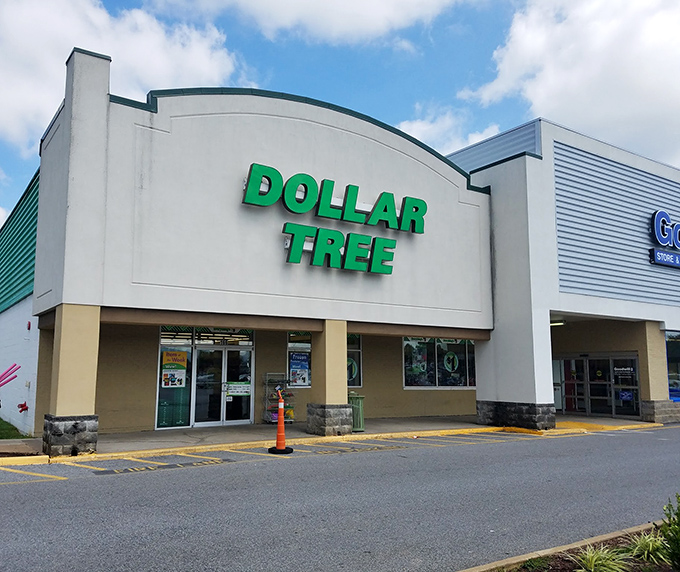 The iconic green Dollar Tree sign beckons like a beacon of bargain hope. This Charles Town treasure trove promises adventures in thrift without breaking the bank.