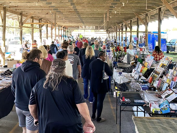 The green-roofed headquarters of treasure hunting adventures. Webster's Farmers Market stands like a humble castle where bargain royalty reigns every Monday.