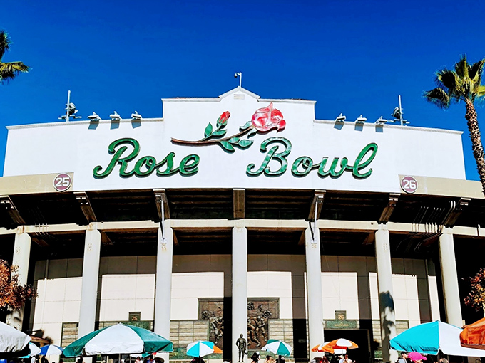 The iconic Rose Bowl sign welcomes treasure hunters to what might be the holy grail of flea markets. Those palm trees aren't just for show&mdash;they're witnesses to decades of haggling.