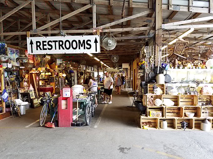 Treasure hunters navigate a sea of vintage lamps and colorful decor. One person's dusty attic find is another's statement piece waiting to happen.