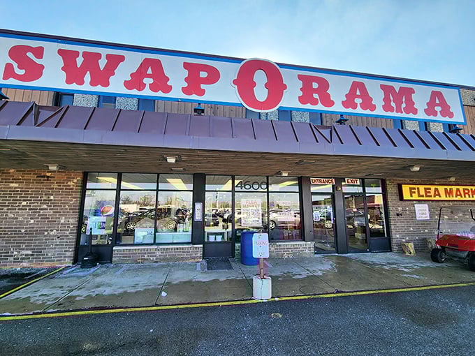 The unassuming exterior of Swap-O-Rama belies the treasure trove within. Like a retail speakeasy, only the initiated know what wonders await inside.