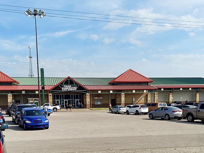 The Tulsa Flea Market's distinctive red-roofed exterior might not scream "architectural marvel," but for treasure hunters, it's the equivalent of spotting El Dorado on the Oklahoma horizon.